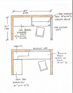 How to style an awkward + tiny study room? 1.5m wide / 2.55m long