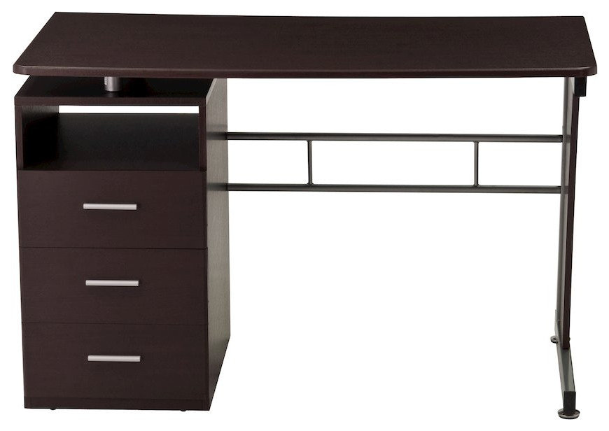 Computer Desk With Ample Storage, Chocolate, Chocolate - Contemporary ...