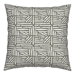 Lines Blocks Geometric Simple Taupe Brown Throw Pillow - Contemporary ...