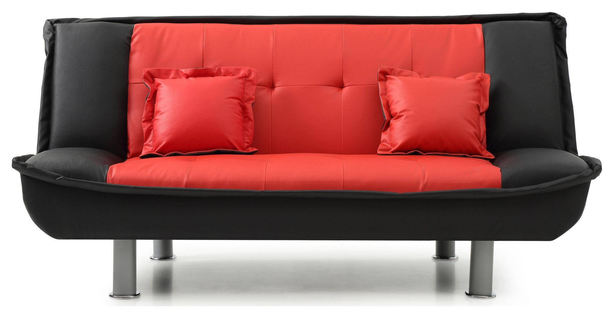 Black and Red Faux Leather Sofa - Contemporary - Futons - by ...