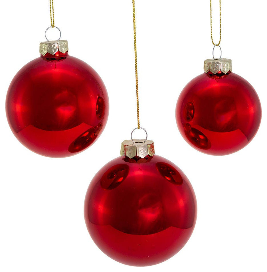 60-80MM Shiny Red Glass Ball Ornaments, 20-Piece Set - Christmas ...