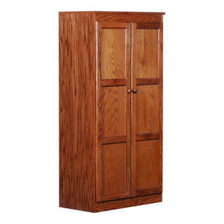Traditional 60" Wood Storage Cabinet with 4-Shelves in Cherry ...