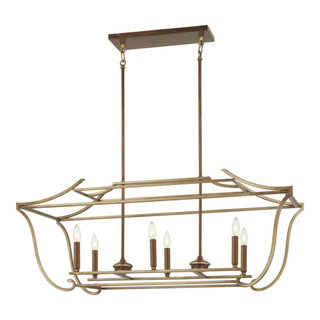 Metropolitan Magnolia Manor 6-Light Island Light, Pale Gold With Bronze ...