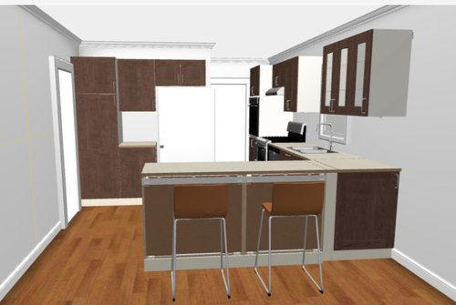 Awkward kitchen layout - fridge and stove positioning.