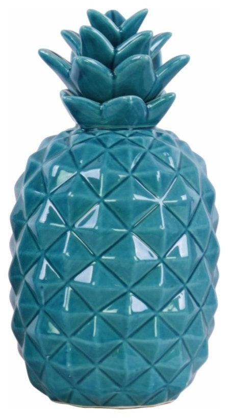 Ceramic Pineapple Figurine with SM Gloss Finish, Blue - Tropical - Decorative Objects And ...