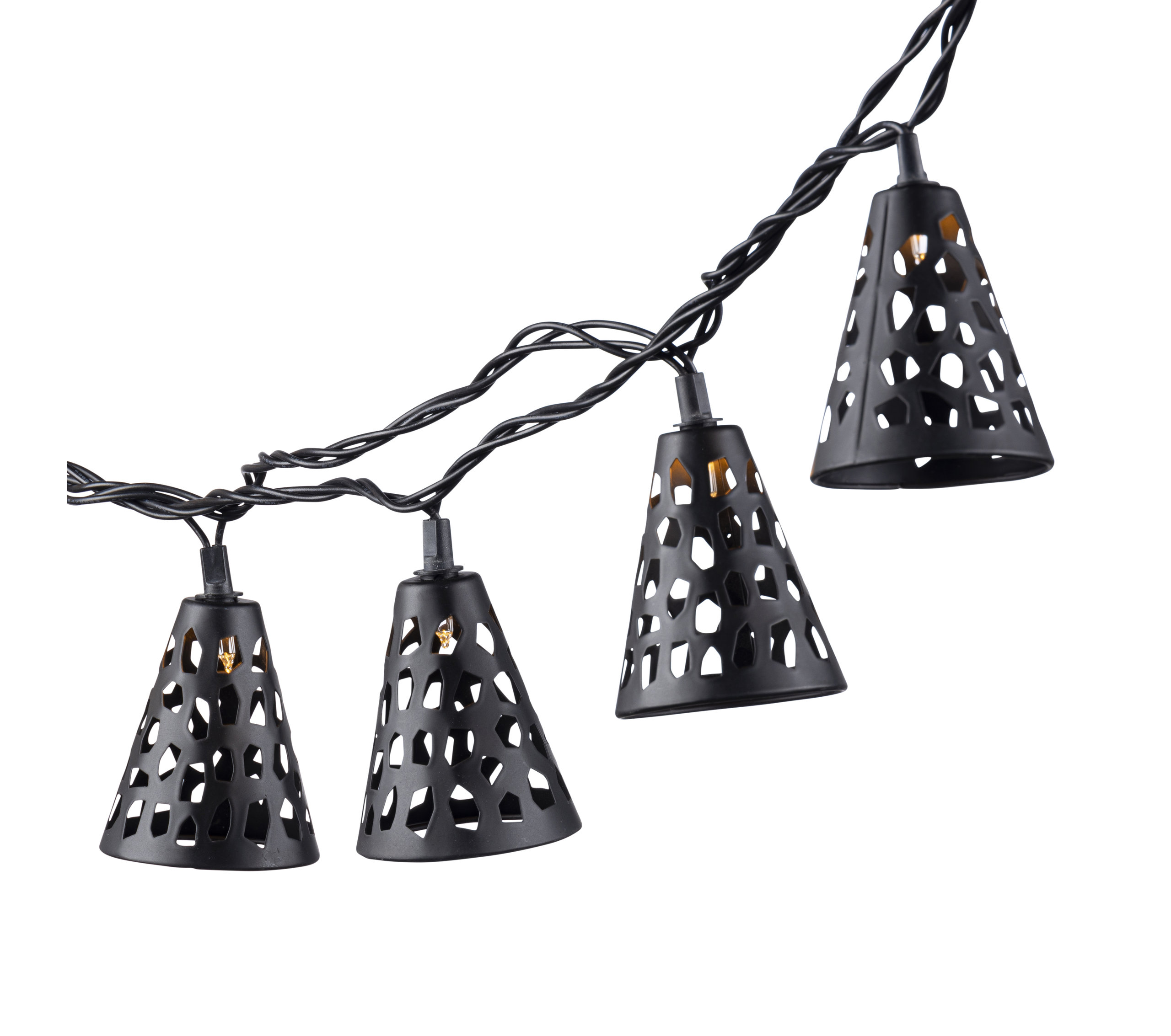 6' Electric Black Metal Cone Patio Lights - Outdoor Rope And String ...