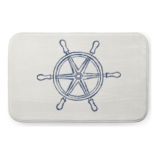 24" x 17" Large Ship Wheel Bathmat, Dusty Smoke, 24" x 17" - Beach ...