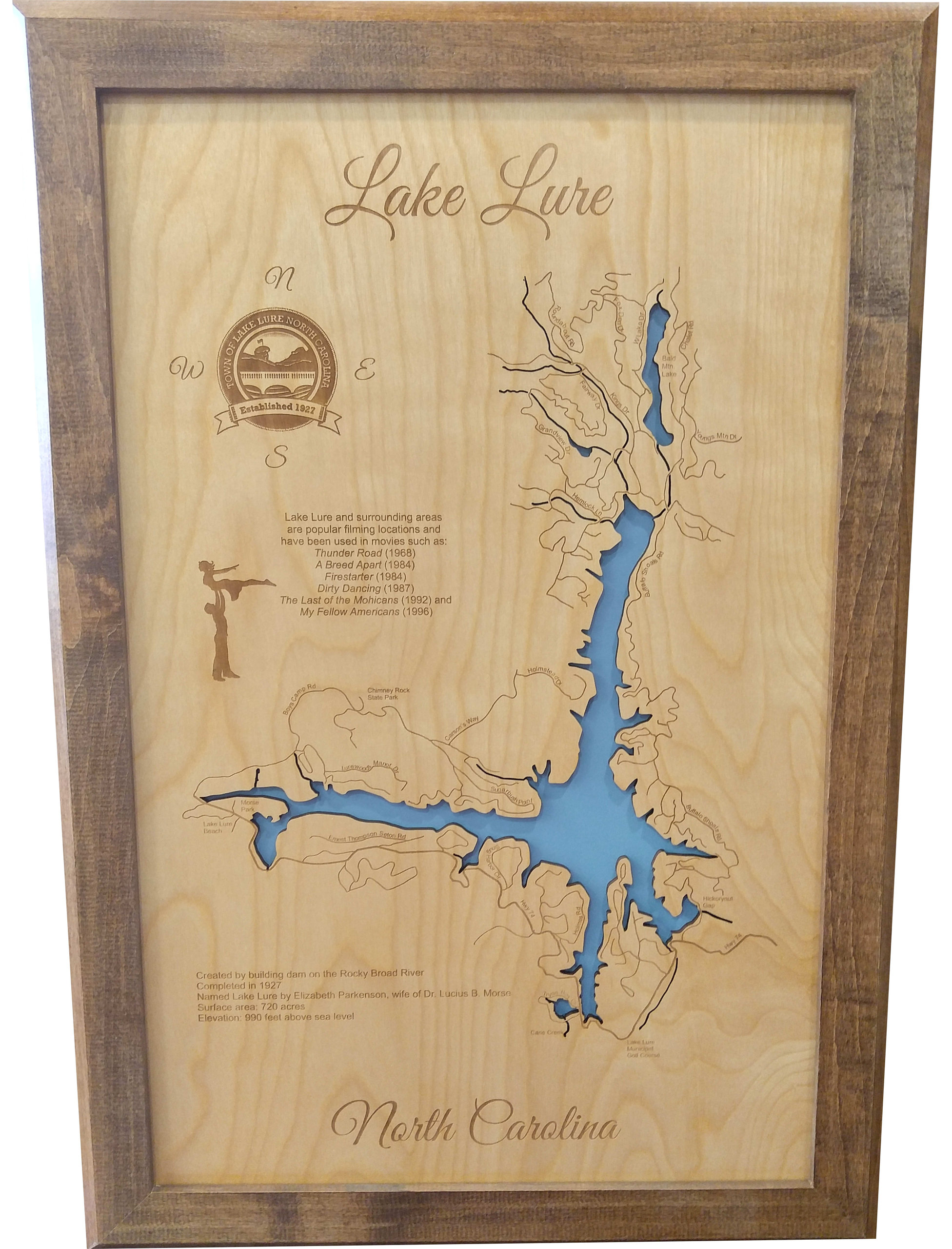 Lake Lure, North Carolina-Wood Lake Map, Medium - Contemporary - Wall ...