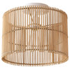 Ocean 1-Light Matte White Flush Mount Ceiling Light with Natural Bamboo Shade - Asian - Flush ...
