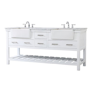 Elegant Decor Clement 72" Aluminum MDF Double Bathroom Vanity in White ...
