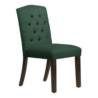 Pearson Tufted Arched Dining Chair in Linen Conifer Green, Dining ...