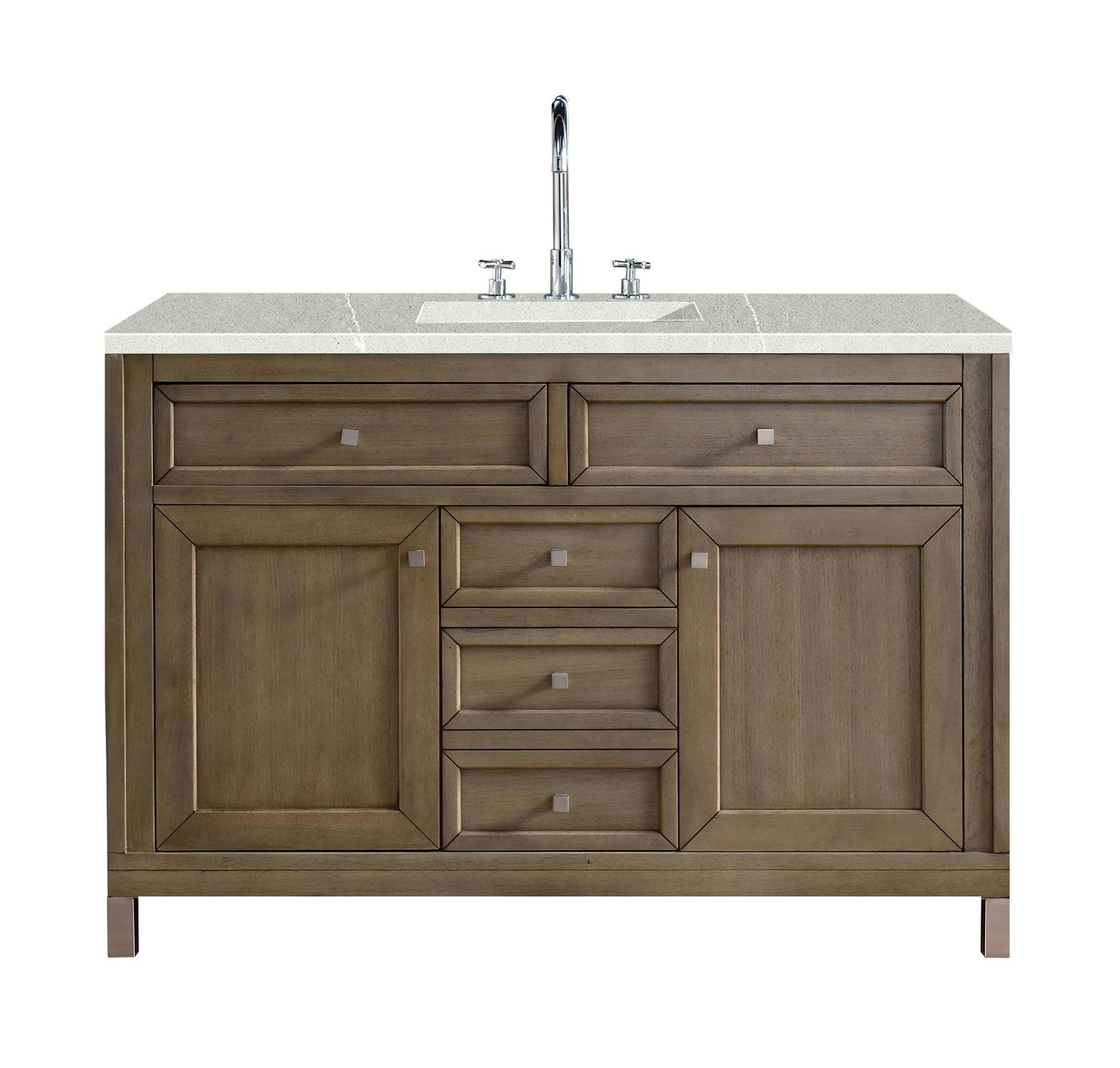Chicago 48" Single Vanity, Whitewashed Walnut w/ 3 CM Eternal Serena ...