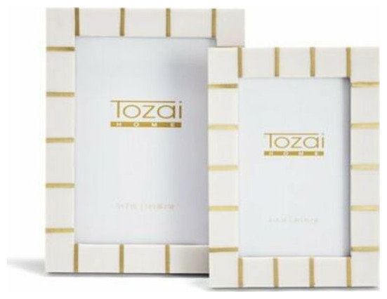 Two's Company Lines Set of 2 Brass Lines Photo Frames, 2 Sizes: 4"x6 ...