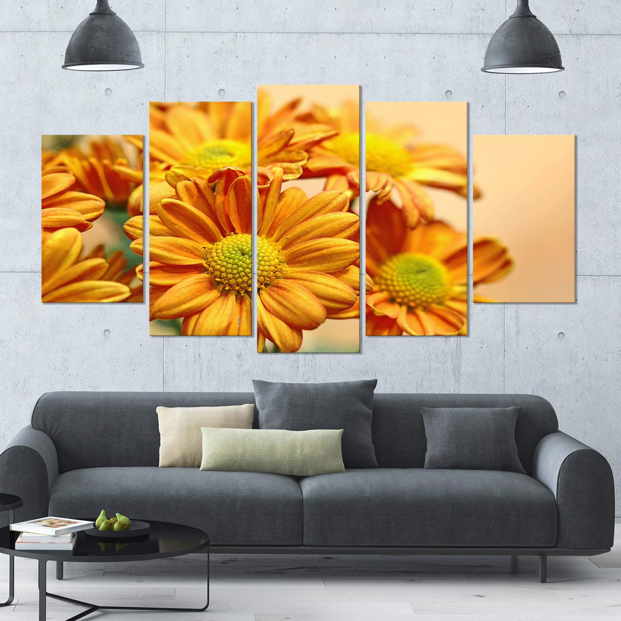 Yellow Flowers in the Garden, Multipanel Floral Canvas Art Print, 60 ...
