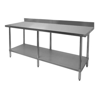 30"X 96"x35", 430 Stainless Steel Worktable, Flat Top With 4 ...