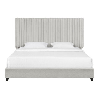 Legends Home King Size Minky Stone Upholstered Platform Bed ...