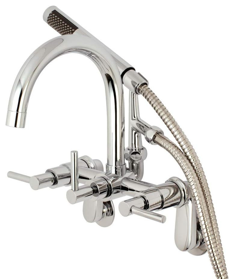 Wall Mount Tub Faucet with Hand Shower and Adjustable Centers for ...