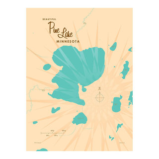 Lakebound Pine Lake Minnesota Map Art Print, 18"x24" - Contemporary ...