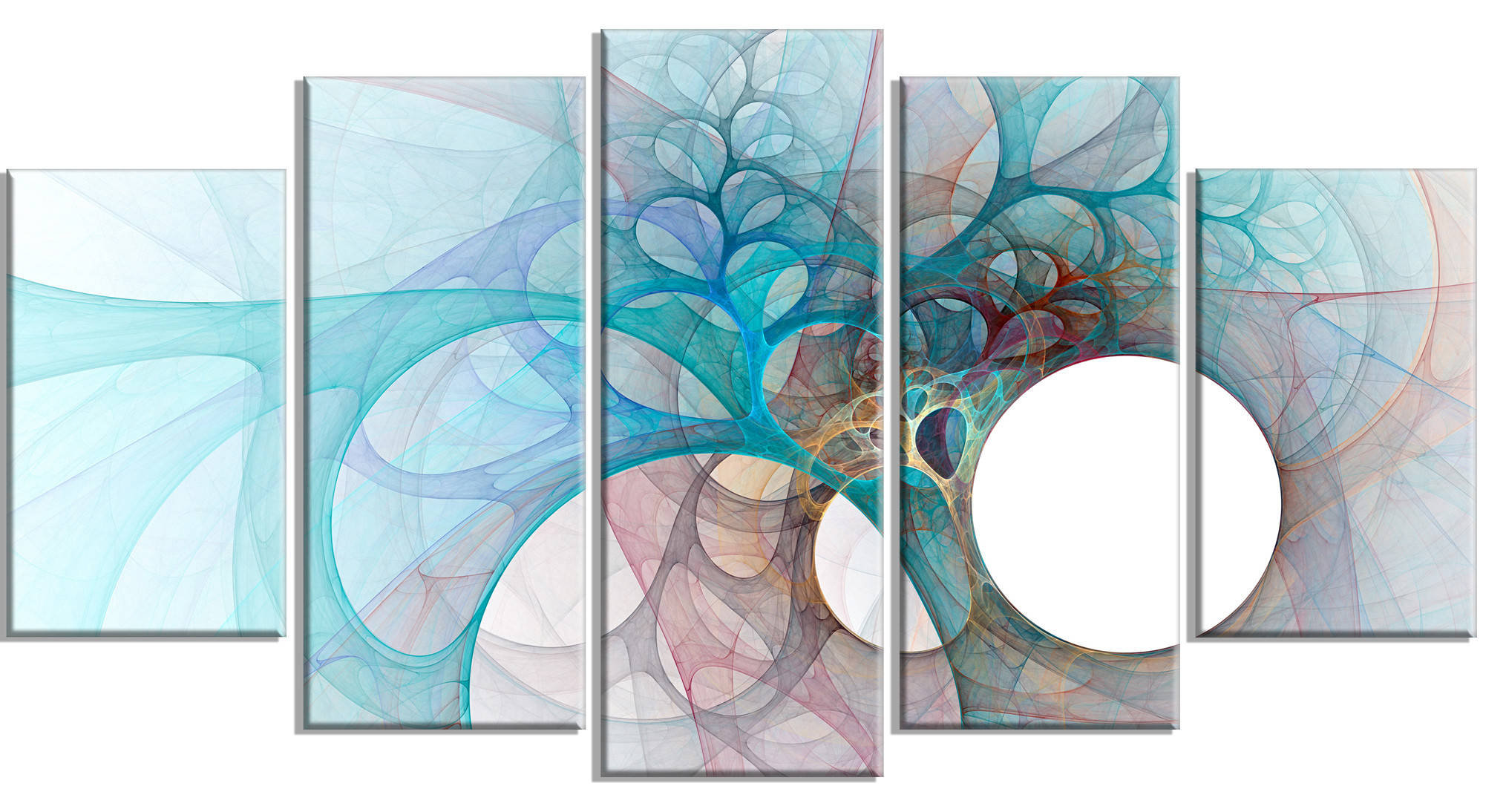 Fractal Angel Wings in Light Blue, Multipanel Abstract Wall Art Canvas ...