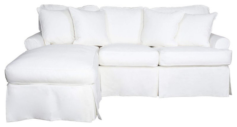Sunset Trading Horizon Cotton Slipcover Reversible Chaise Sleeper Sofa in White - Farmhouse ...