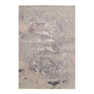 Gray Color Fine Hand Knotted Modern Rug 5'5''x 8' - Contemporary - Area ...