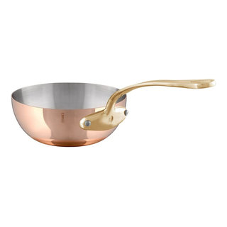 Mauviel M'200 B 2mm Copper Splayed Curved Sautepan, Brass Handle, 2.1 ...