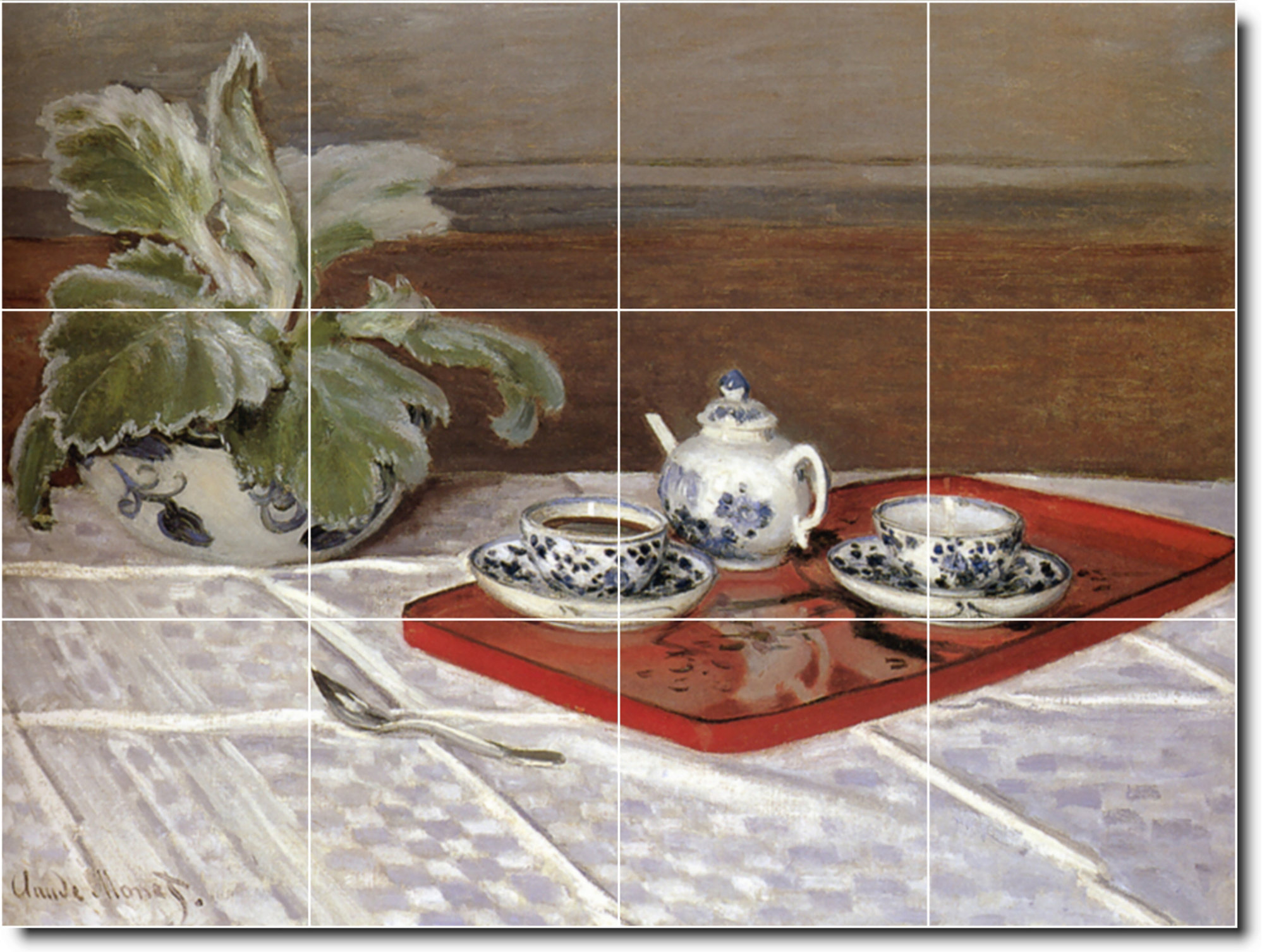 Claude Monet Still Life Painting Ceramic Tile Mural #6, 17" Wide x 12. ...