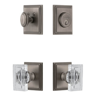 Grandeur Carre Square Rosette Entry Set with Carre Crystal Knob ...