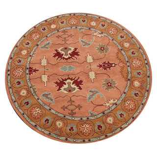Floral Traditional Oriental Area Rug Wool Hand-tufted Round Carpet 8x8 ...