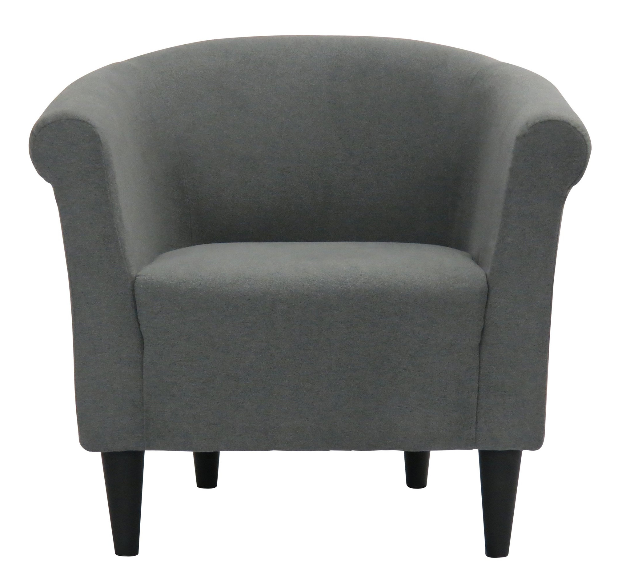 Ash Gray Club Chair with Padded Seat, Curved Back, and Scrolled Arms ...