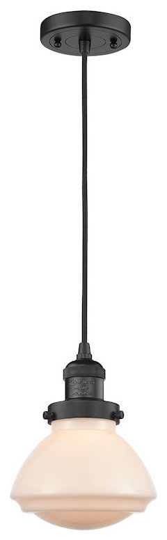Innovations Olean LED Mini Pendant, Black/Frosted Bell, 201C-BK-G321 ...