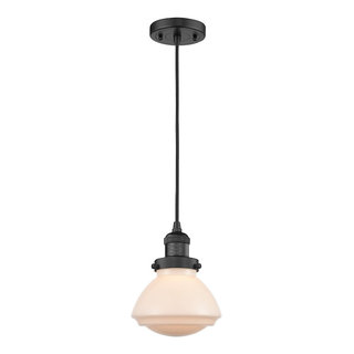 Innovations Olean LED Mini Pendant, Black/Frosted Bell, 201C-BK-G321 ...