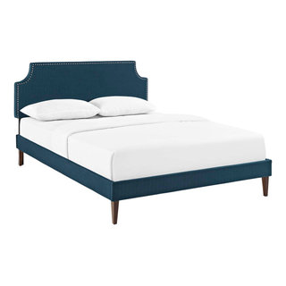 Corene King Upholstered Fabric Platform Bed With Squared Tapered Legs ...