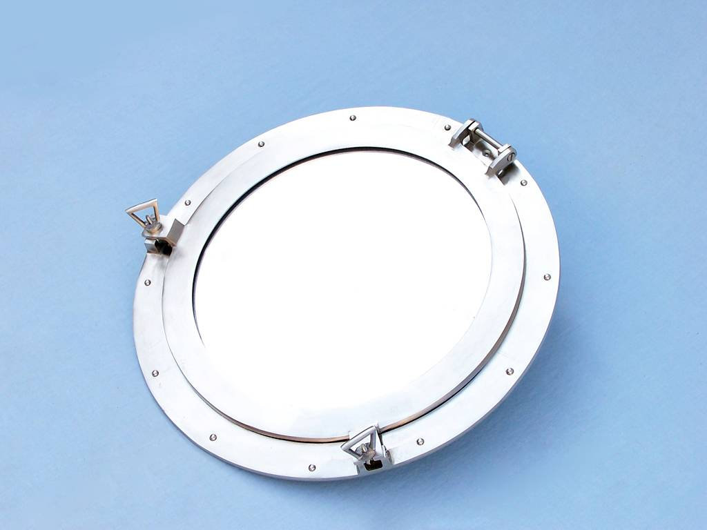 Brushed Nickel Decorative Ship Porthole Window 20'', Boat Portholes ...