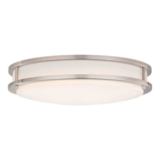 LED Flush Ceiling Light Satin Nickel 17-Inch - Craftsman - Flush-mount ...