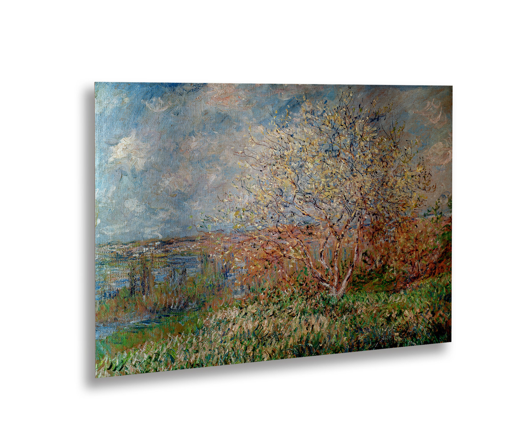 Claude Monet 'Spring 1880' Floating Brushed Aluminum Art, 22x16, 22 x ...
