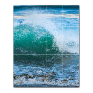 Waves Ceramic Tile Wall Mural HZ501154, 24" Wide x 30" High - Beach ...