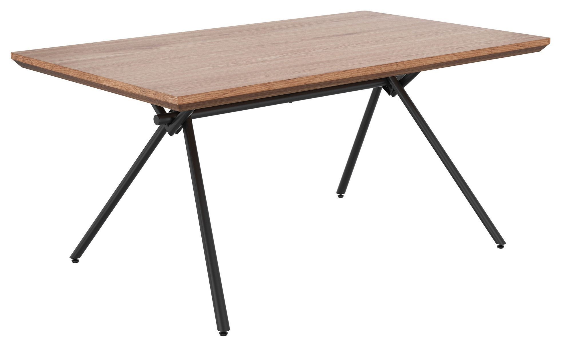 Modern MDF/Metal Rectangular Dining Table, Natural - Midcentury ...
