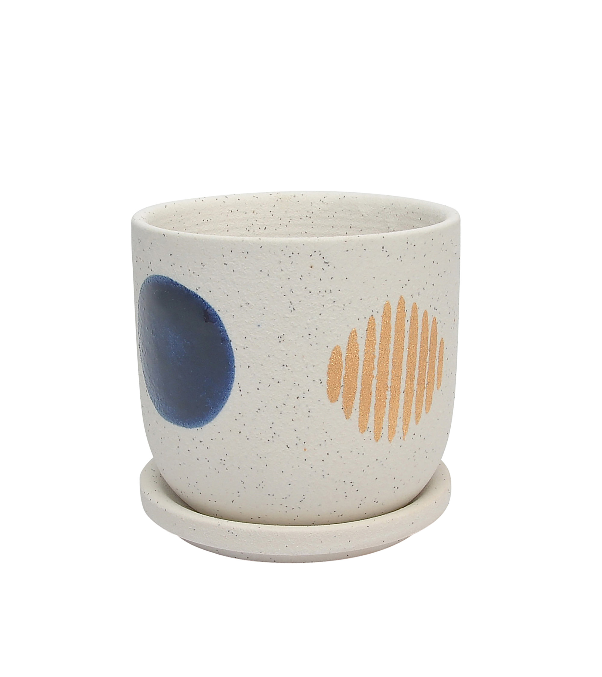 5" Funky Planter With Saucer, White - Contemporary - Indoor Pots And ...