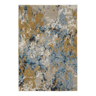 Oriental Weavers EVOLUTION 0980A Industrial Blue/ Gold Rectangle Area ...