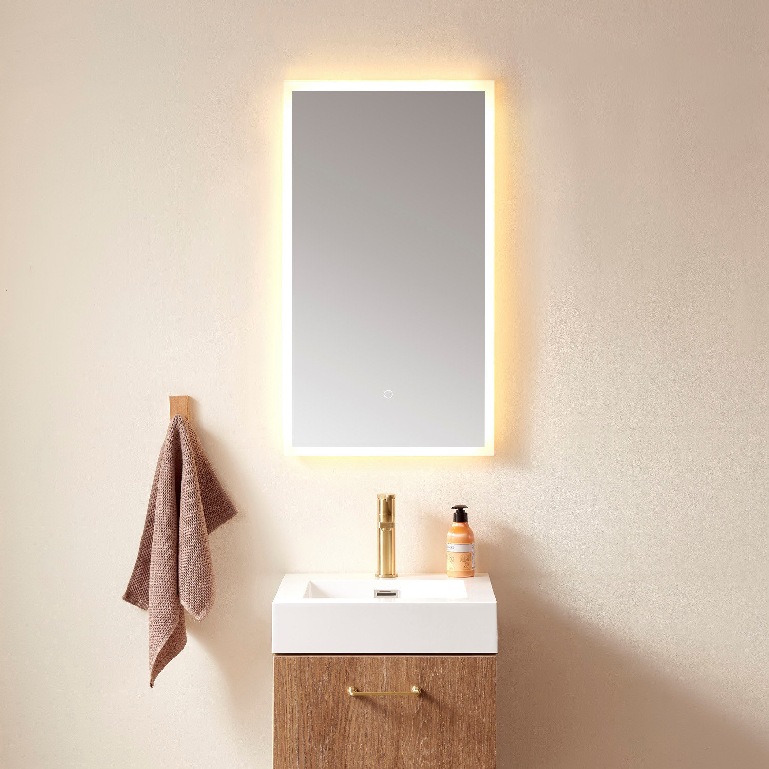 Horizontal Rectangle Illuminated Bathroom/Vanity Wall Mirror, 18 Inch ...