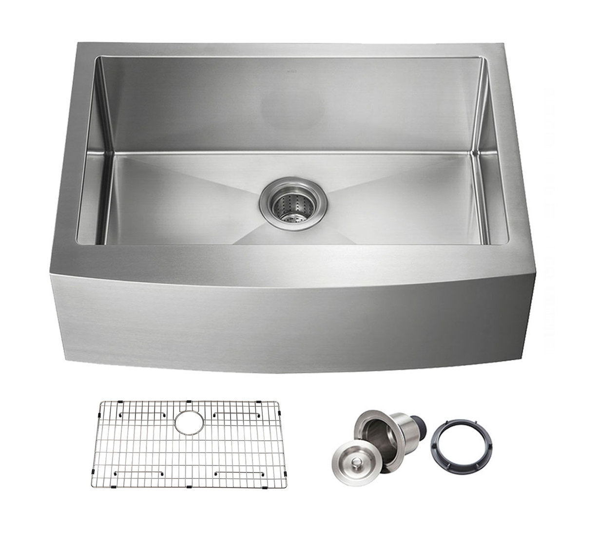 KIBI Handcrafted Farmhouse Apron Single Bowl Stainless Steel Kitchen ...