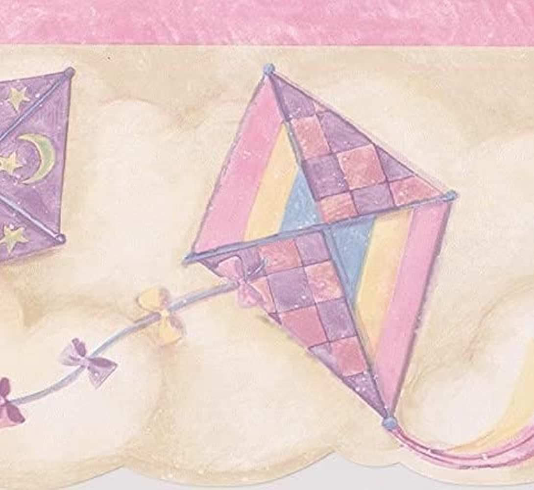 Wallpaper Border Rainbow Kites Pink Beige Purple 7.25"x15' - Farmhouse ...
