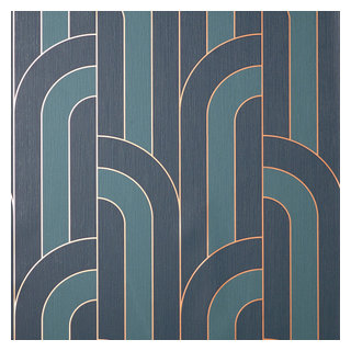 Ezra Blue Arch Wallpaper, Swatch - Contemporary - Wallpaper - by ...