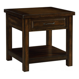 Rich Dark Wood Side Table With Drawer - Transitional - Side Tables And ...