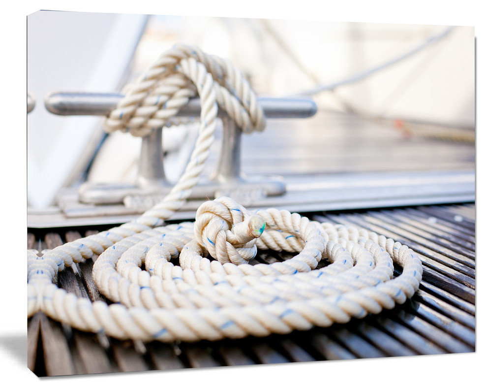 White Nautical Mooring Rope, Modern Landscape Canvas Art, 40"x30 ...