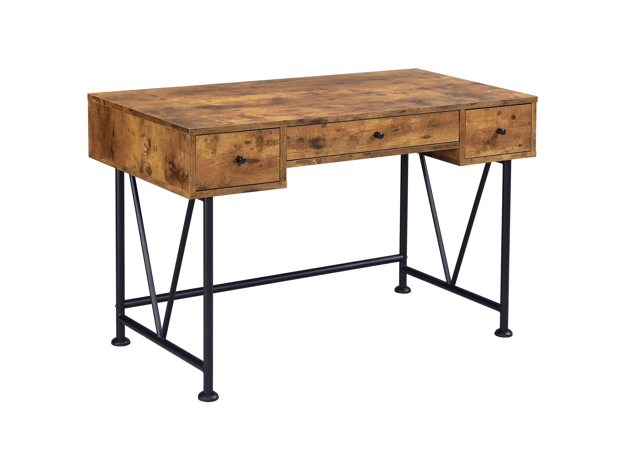Analiese 2-piece 3-drawer Writing Desk Set Antique Nutmeg and Black ...