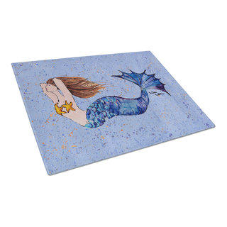 "Mermaid Glass Cutting Board, Large" - Beach Style - Cutting Boards ...