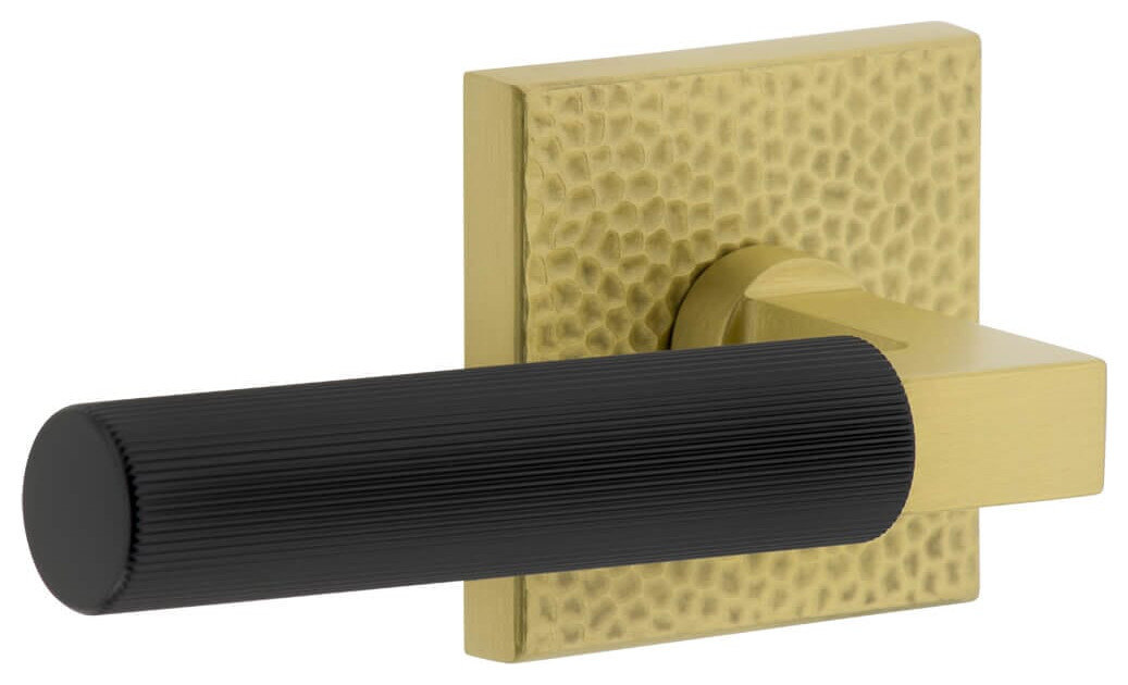 Quadrato Hammered Rosette Satin Brass With Satin Black Contempo Fluted ...