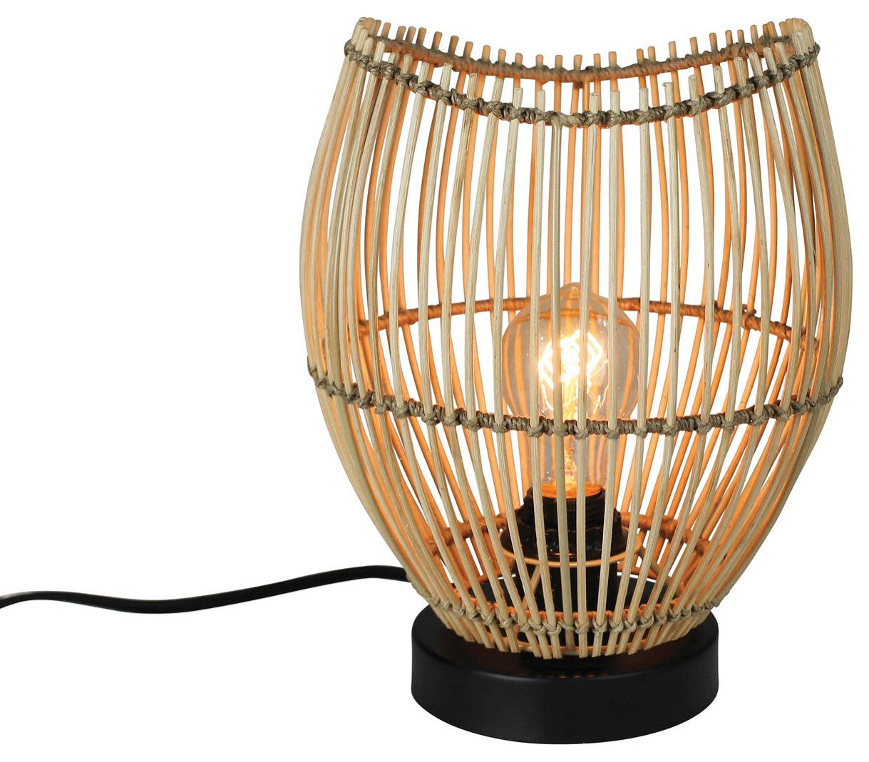 Classic Casual Industrial Rattan Round Table Lamp 8 x 11 Boho Cage ...